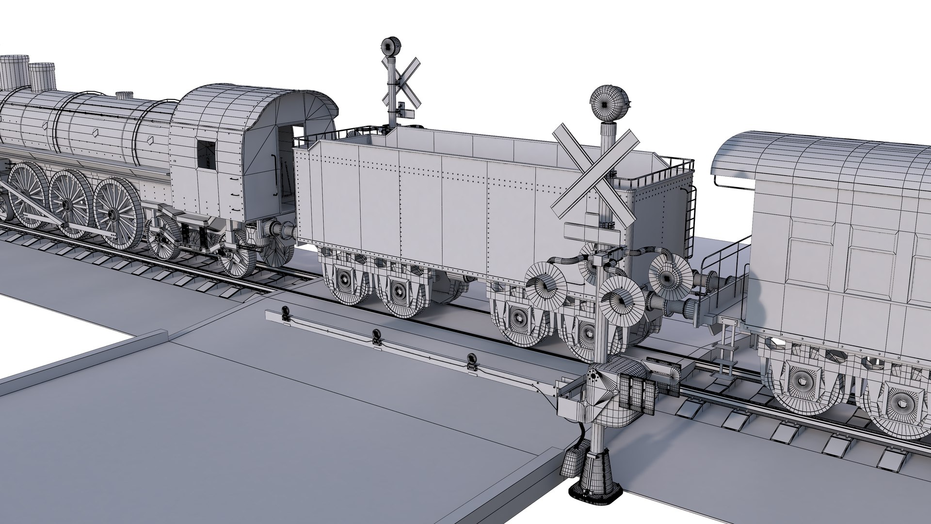 3D Model Railroad Crossing With Rails - TurboSquid 1985462