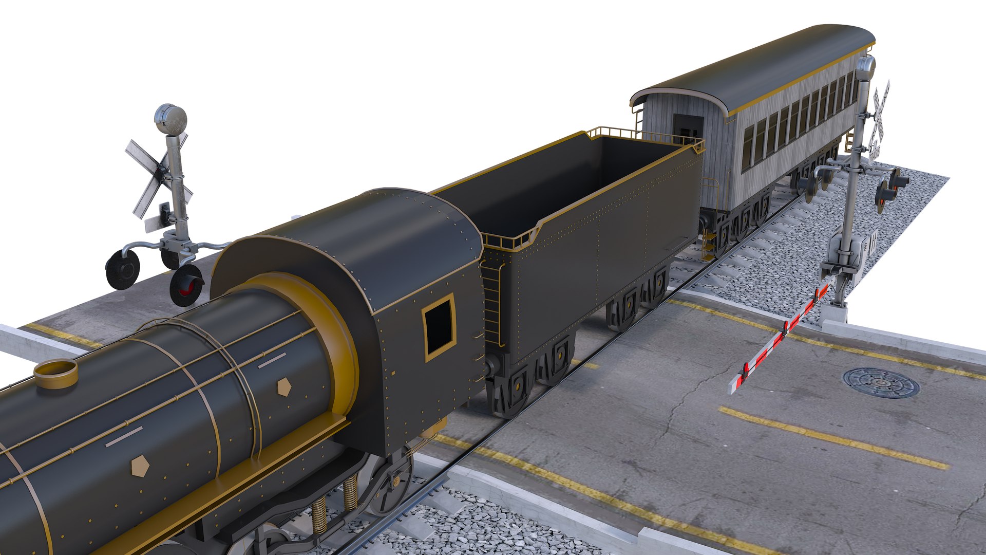 3D Model Railroad Crossing With Rails - TurboSquid 1985462