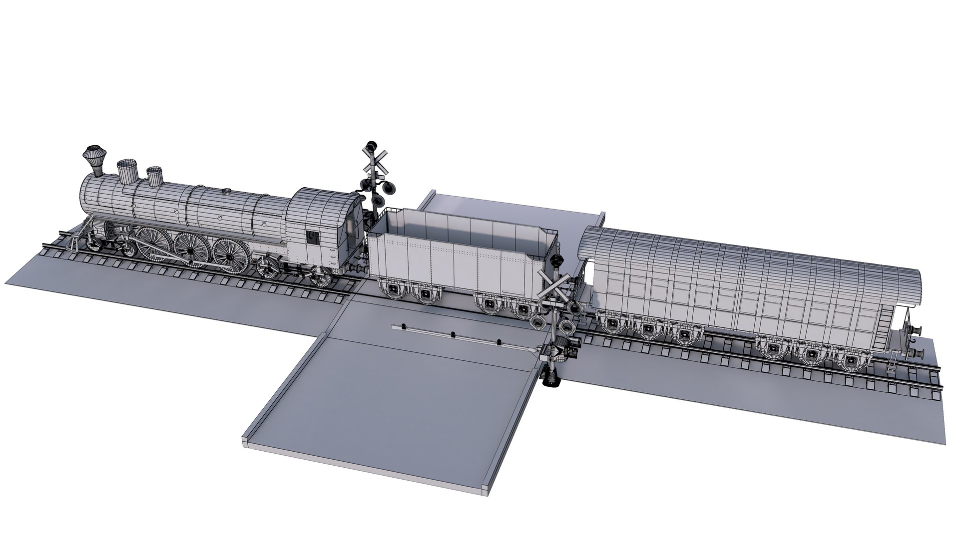 3D Model Railroad Crossing With Rails - TurboSquid 1985462