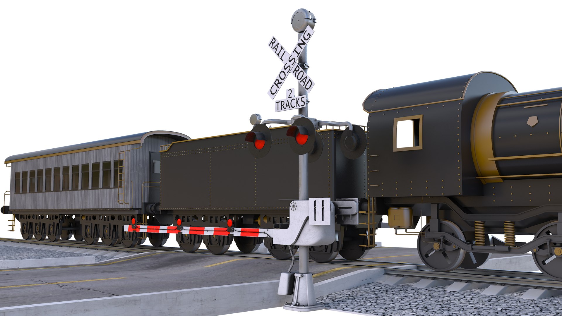 3D Model Railroad Crossing With Rails - TurboSquid 1985462