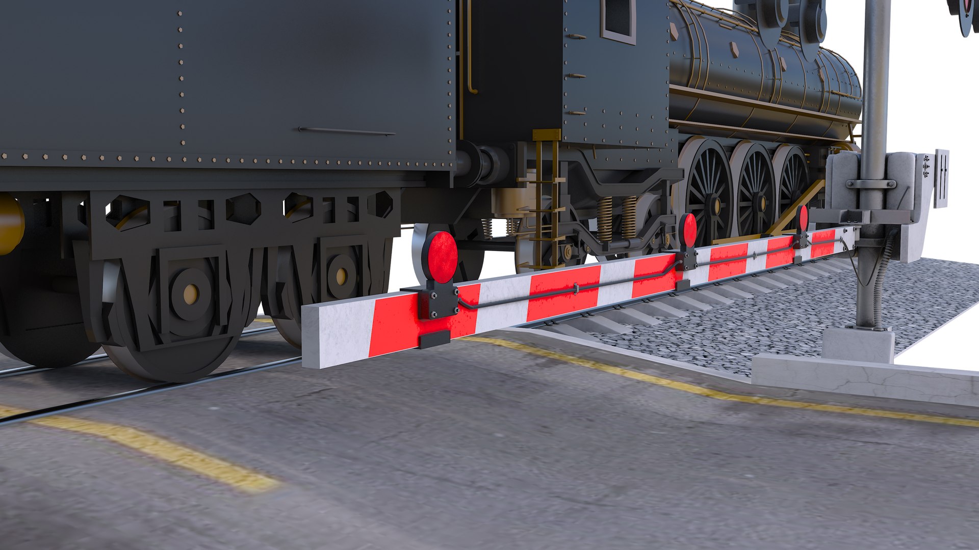 3D Model Railroad Crossing With Rails - TurboSquid 1985462