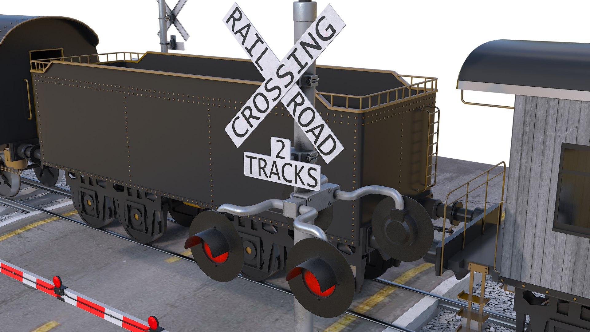 3D Model Railroad Crossing With Rails - TurboSquid 1985462