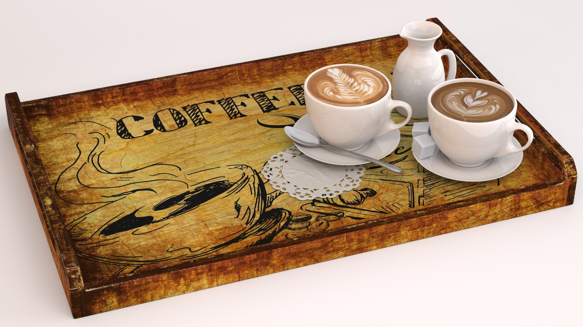 3D Coffee Tray - TurboSquid 1527037