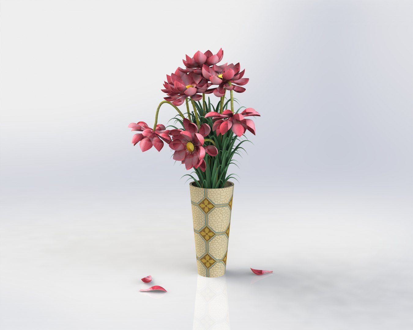 3d Flowers Vase Model