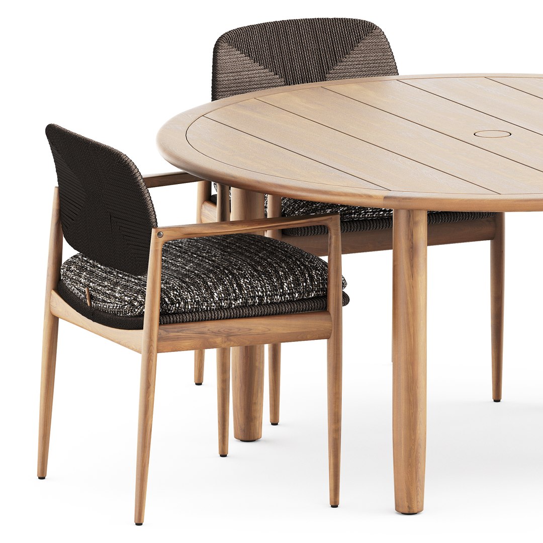Yoko Cord Outdoor Dining chair and and dining round table 3D ...