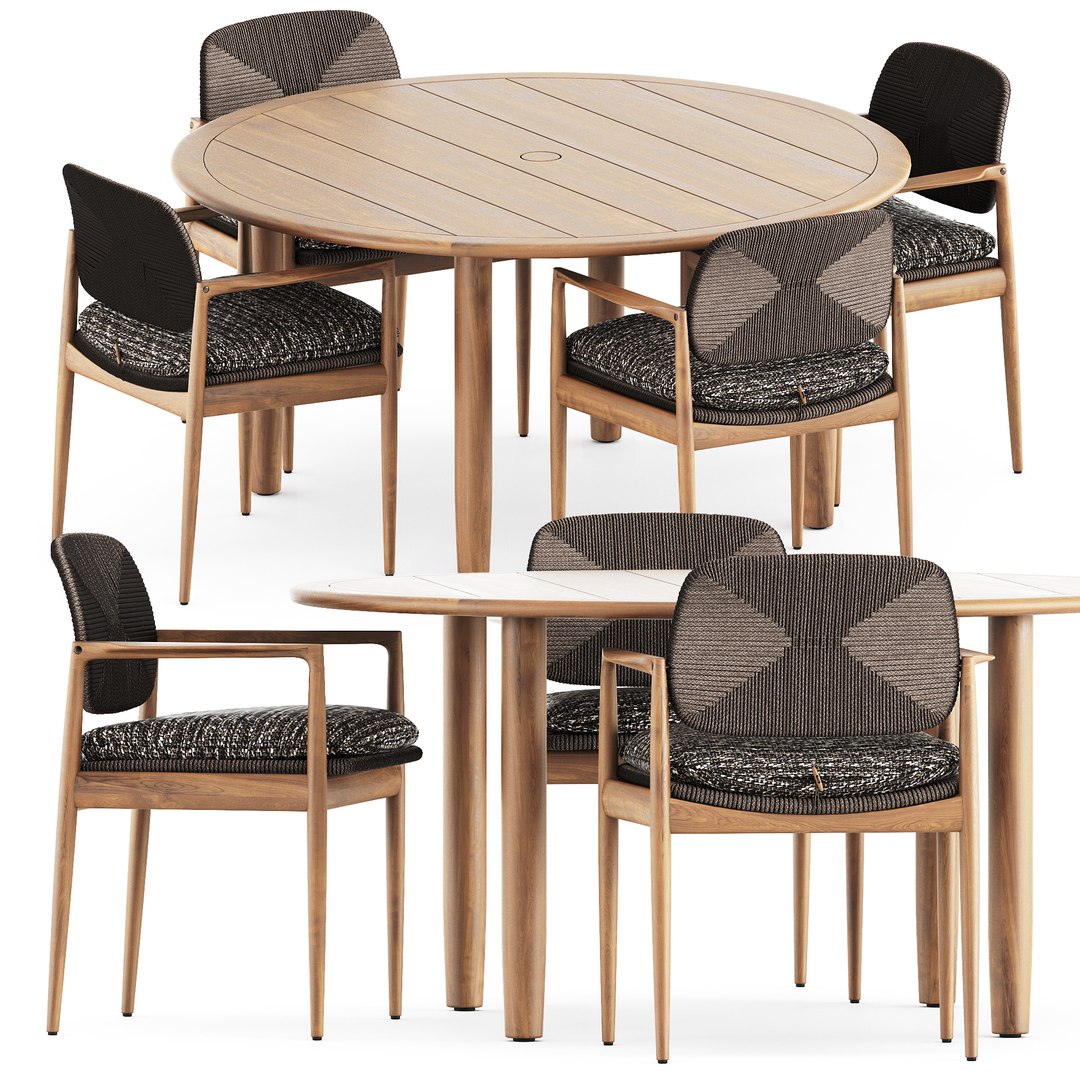 Yoko Cord Outdoor Dining chair and and dining round table 3D ...