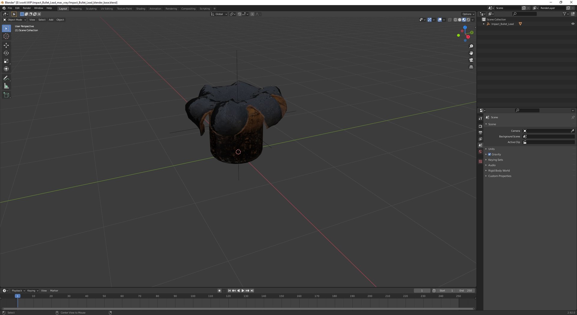 3D Impact Bullet Lead Model - TurboSquid 2282948