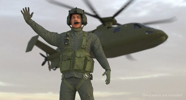 3D helicopter pilot rigged model - TurboSquid 1424490