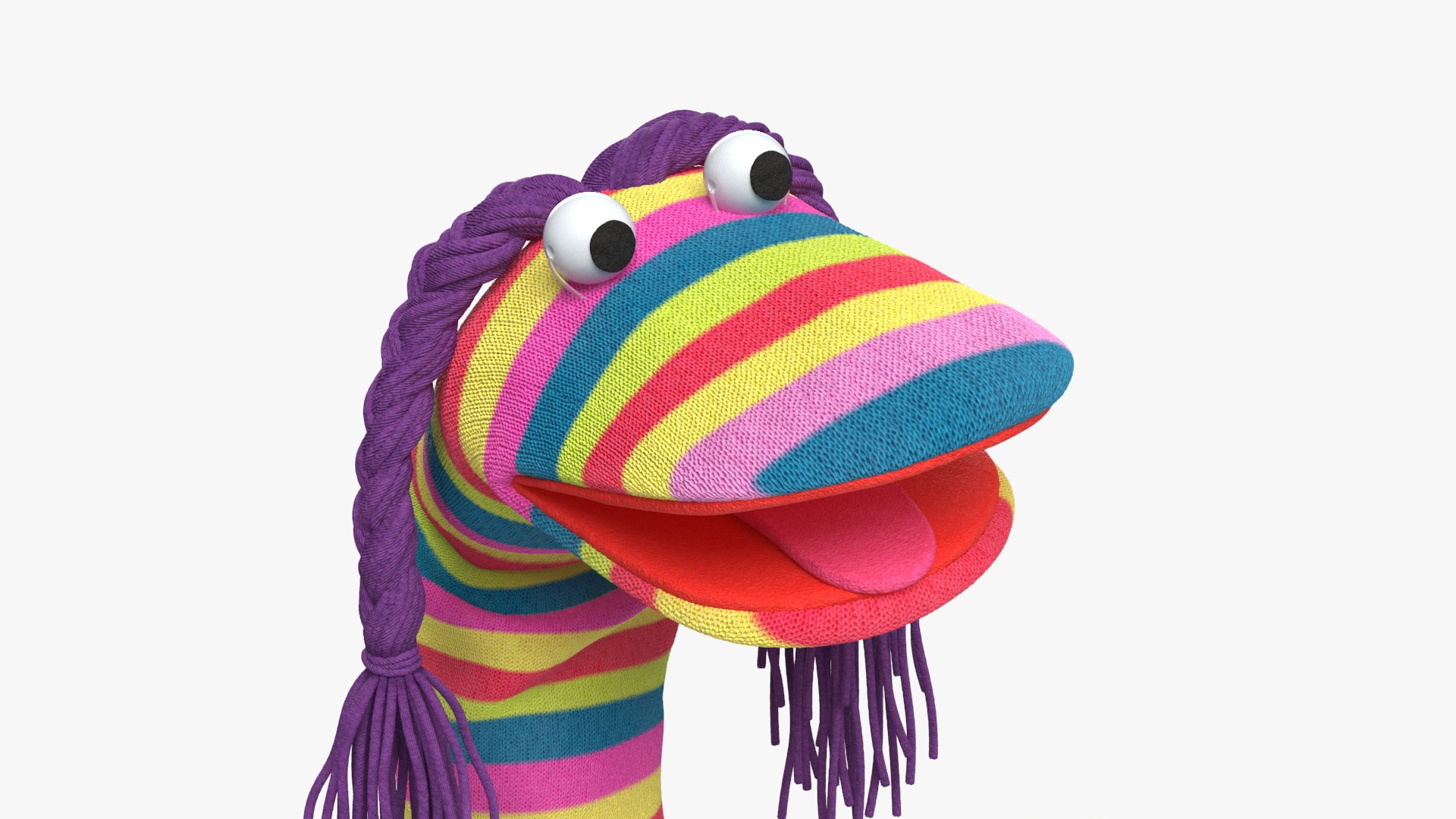 Striped Sock Puppet Girl Rigged For Maya Model - TurboSquid 2320913