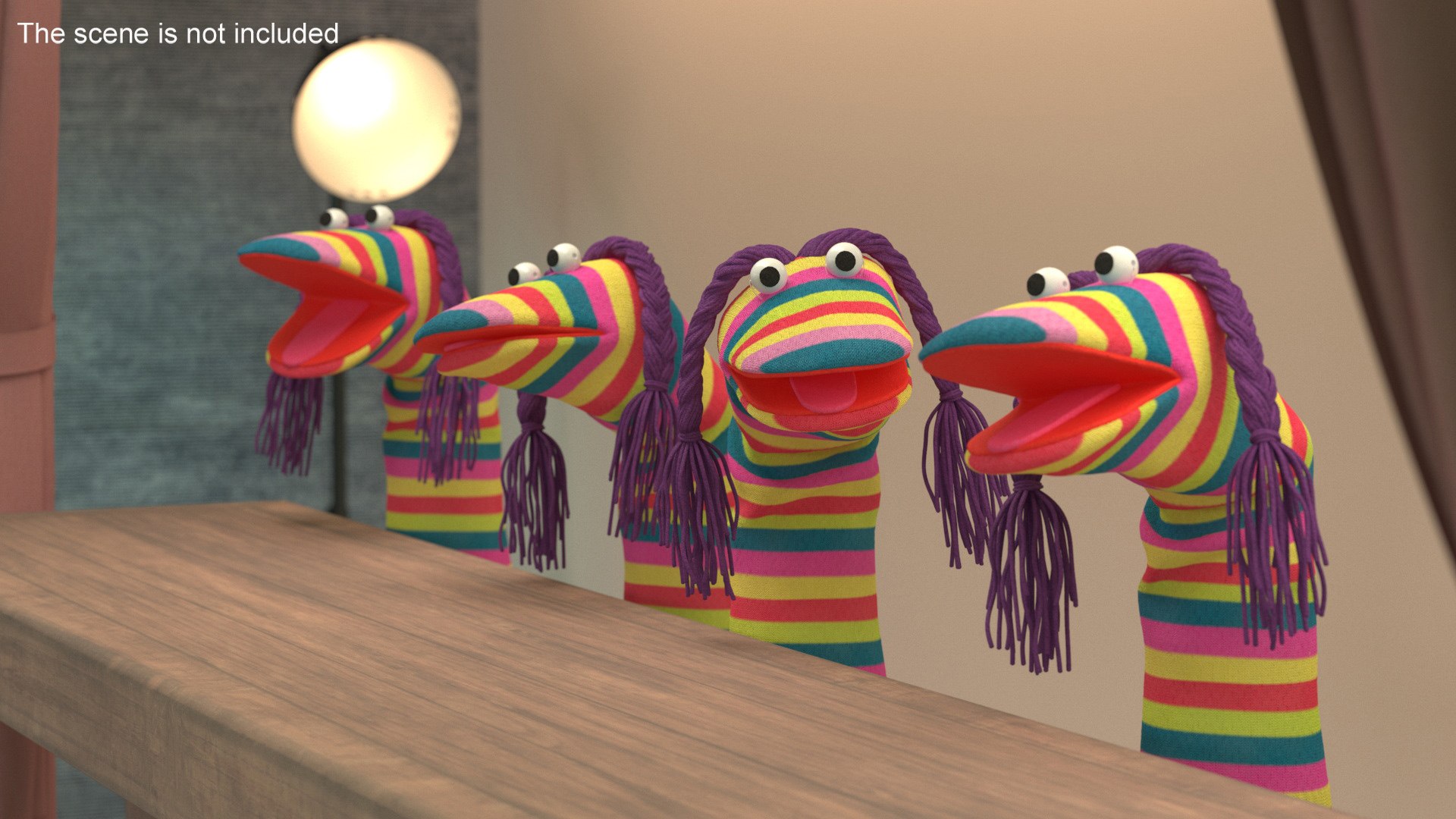 Striped Sock Puppet Girl Rigged For Maya Model - TurboSquid 2320913