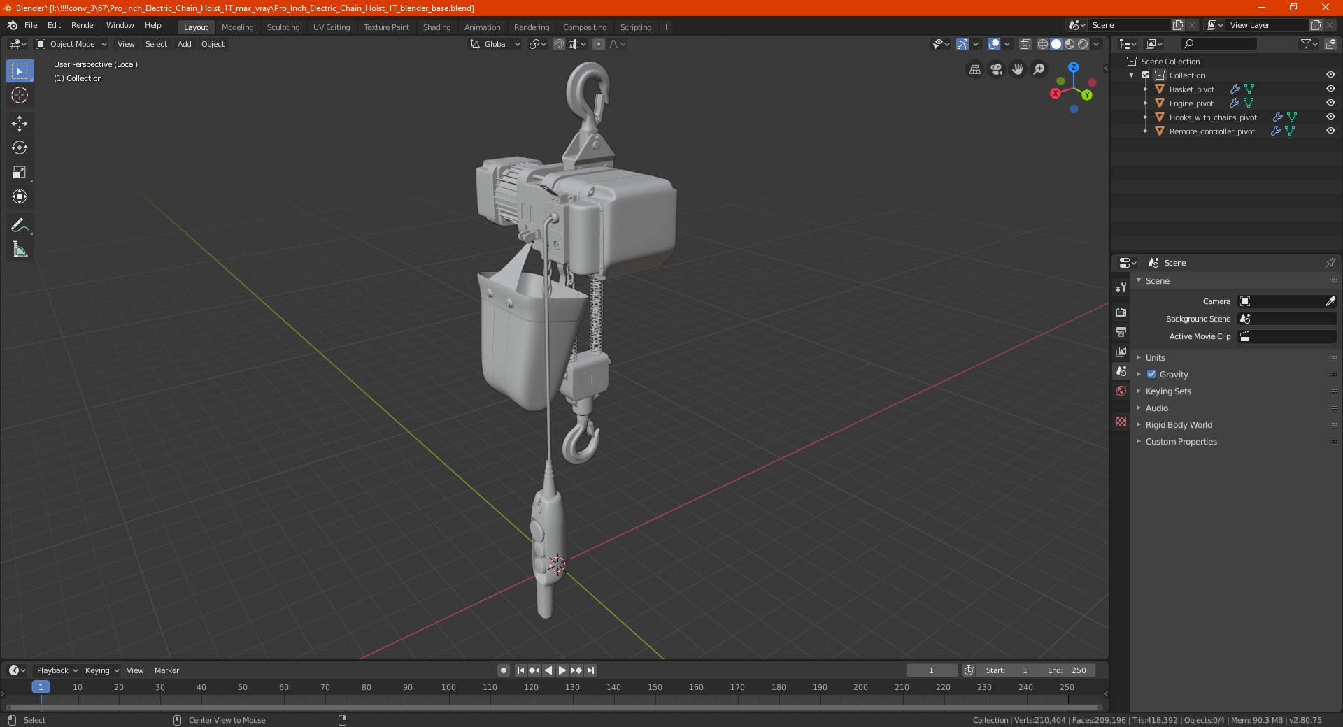 3D Model Inch Electric Chain Hoist - TurboSquid 1713109