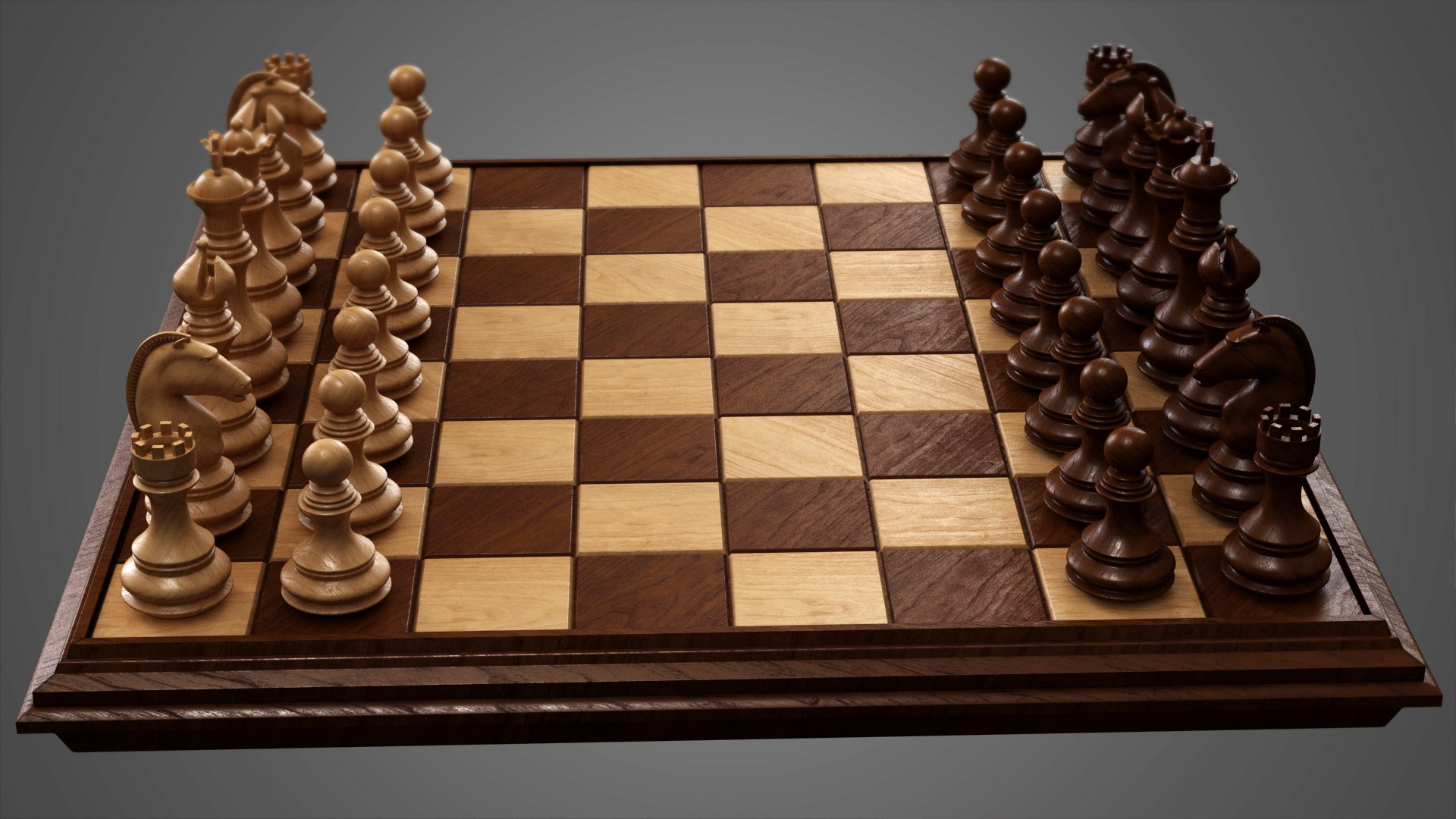 Realistic Wooden Chess Set Model - TurboSquid 1467401