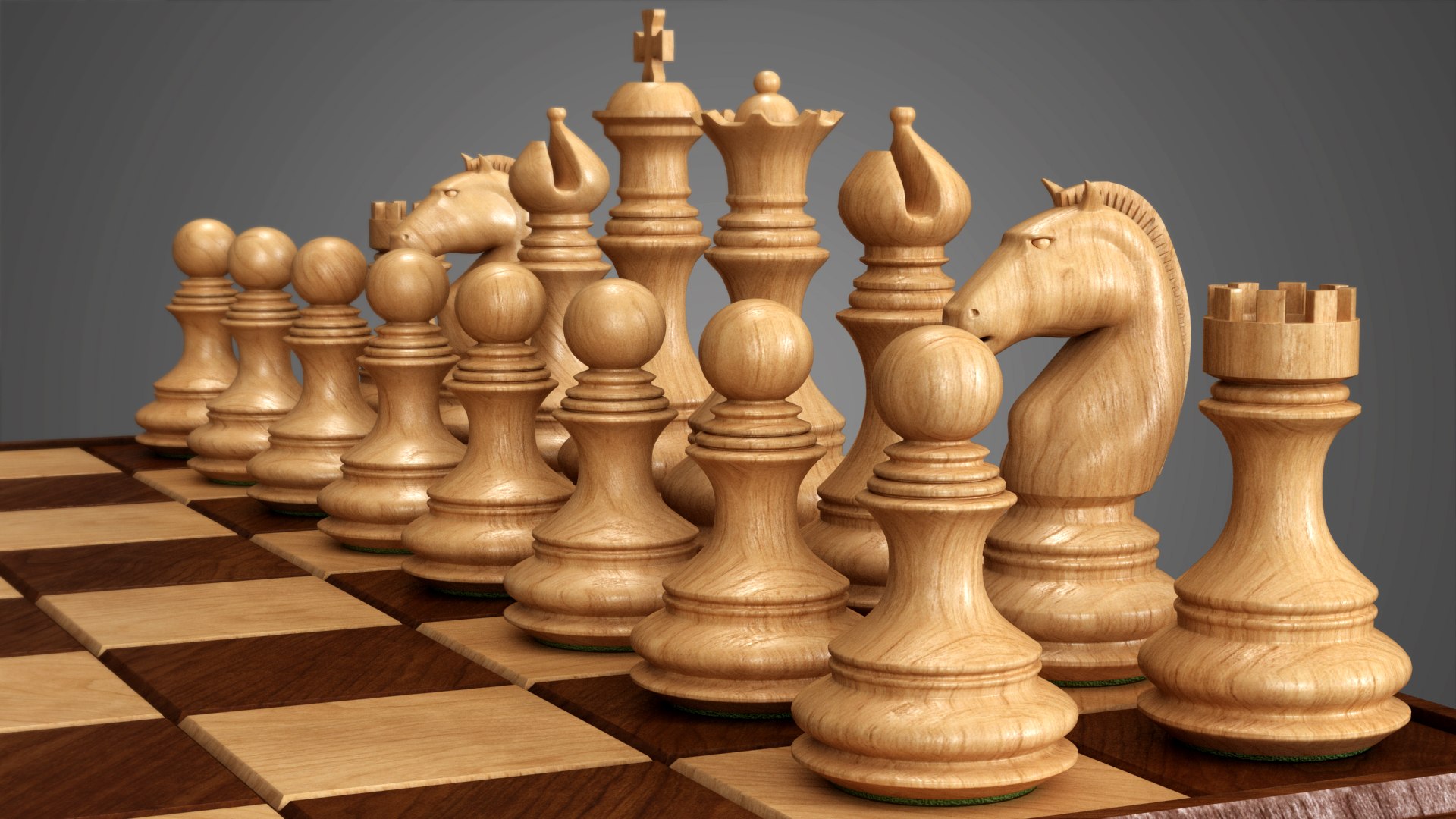 Realistic Wooden Chess Set Model - TurboSquid 1467401