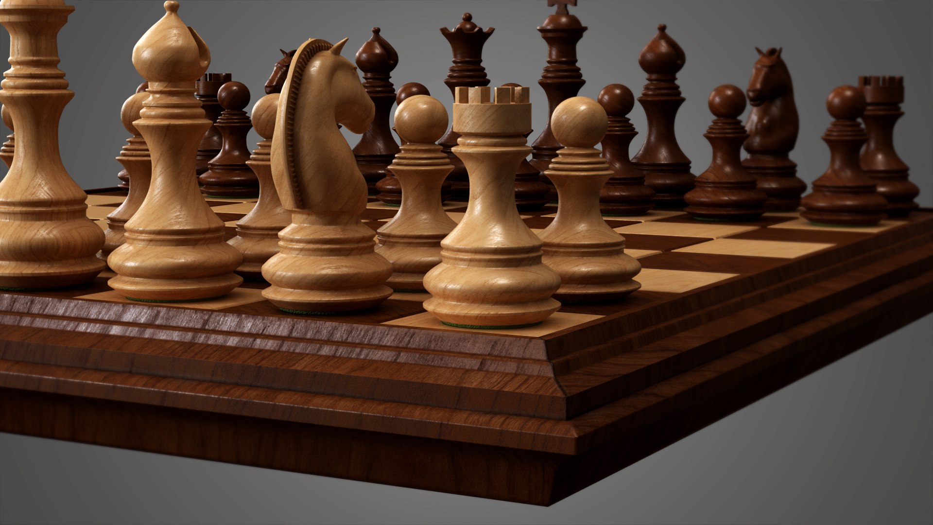 Realistic Wooden Chess Set Model - TurboSquid 1467401
