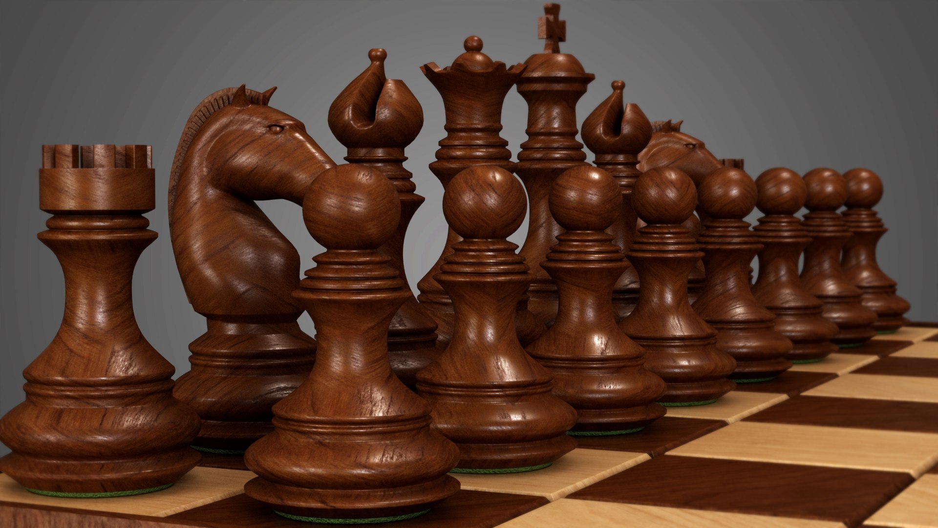 Realistic Wooden Chess Set Model - TurboSquid 1467401