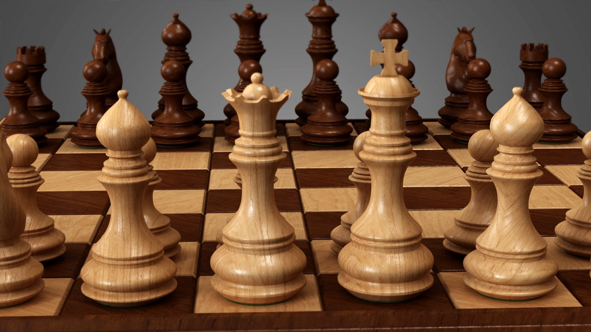 Realistic Wooden Chess Set Model - TurboSquid 1467401