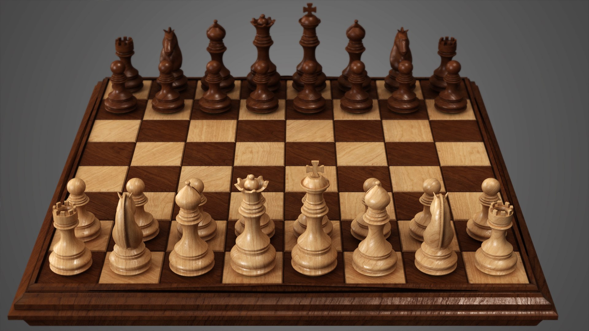 Realistic Wooden Chess Set Model - TurboSquid 1467401