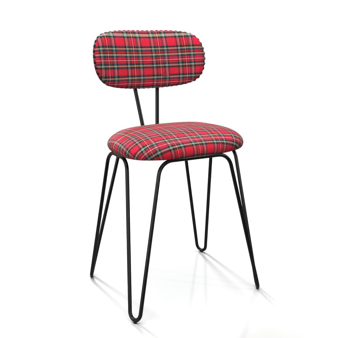 3D Check Fabric Seat And Metal Leg Study Chair PBR - TurboSquid 2227572