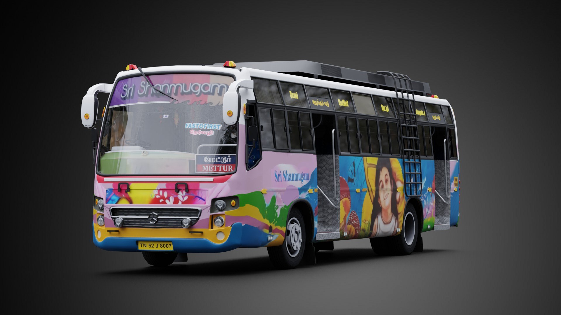 3D SST Private Bus Of Tamil Nadu Model - TurboSquid 1887522