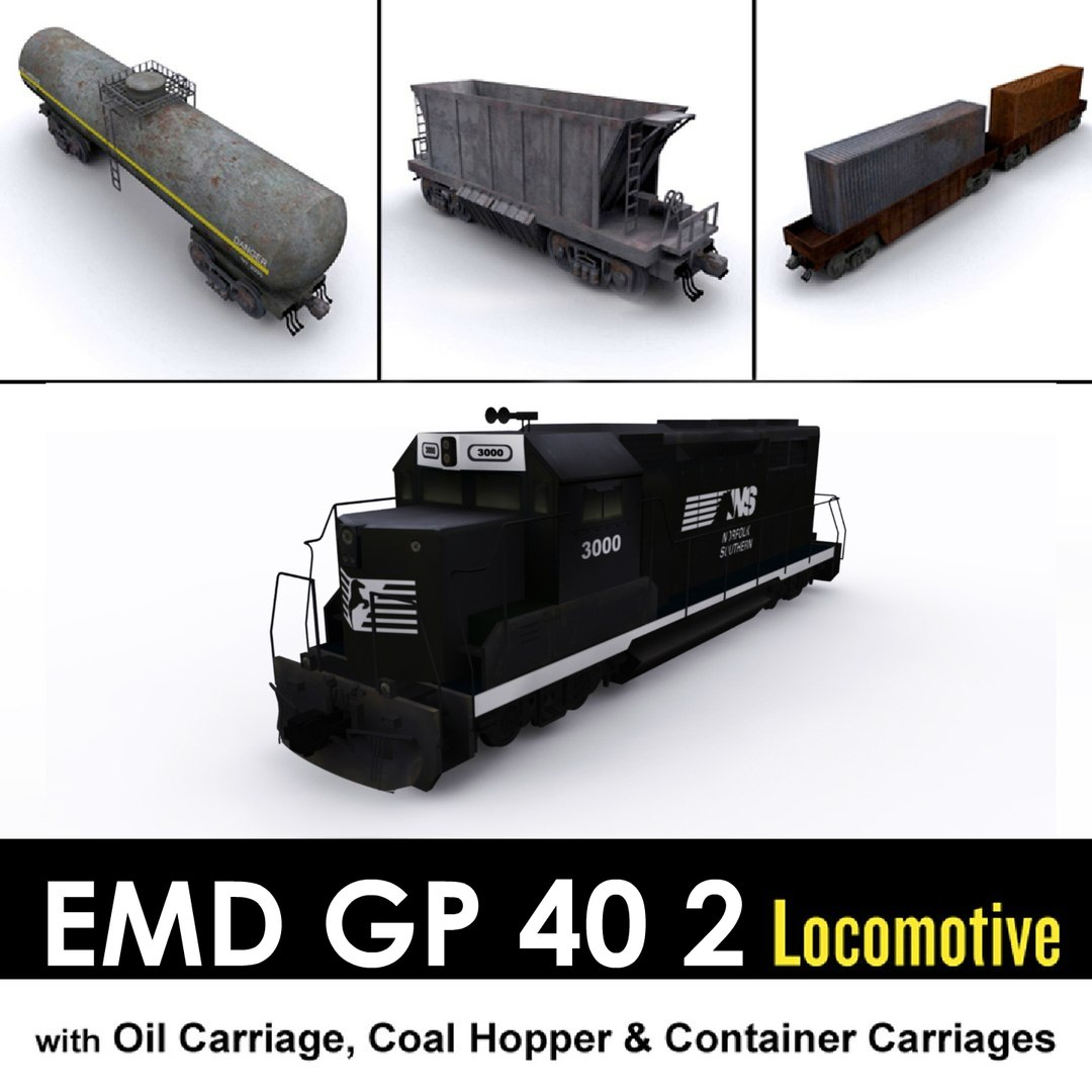 3D EMD GP40 With Cargo Carriages - TurboSquid 2101518
