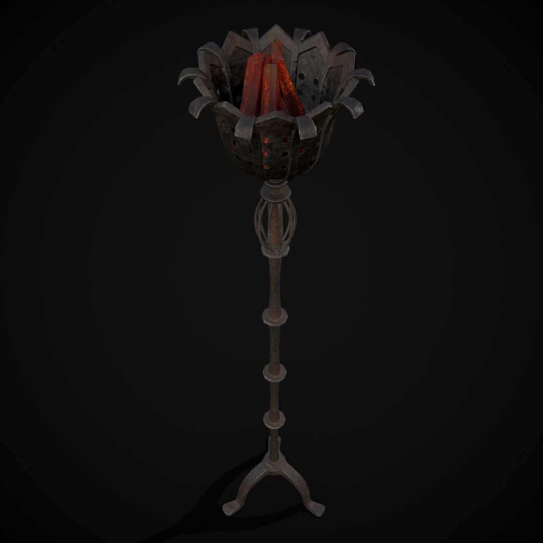 3D Model Medieval Iron Brazier - TurboSquid 2385896