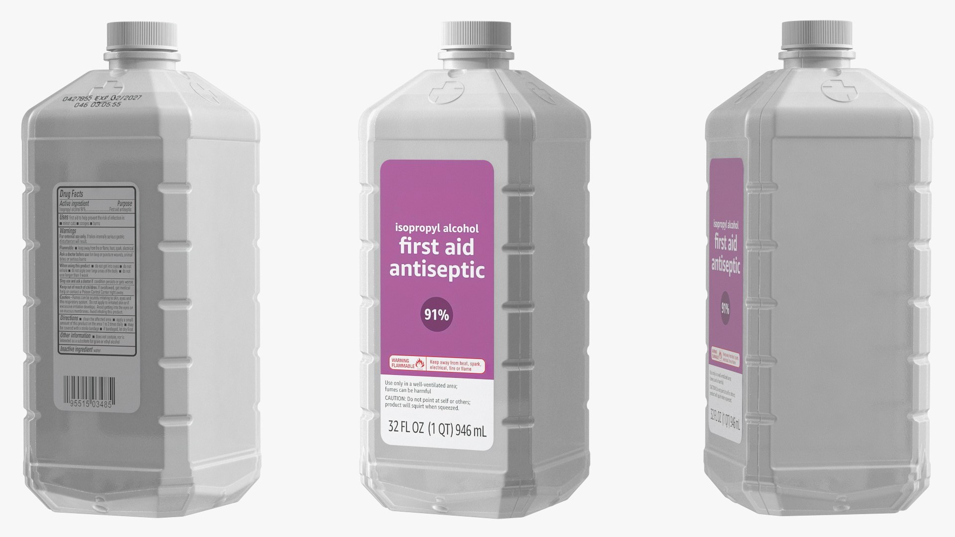 Plastic Medical Bottle First Aid Antiseptic Liquid 32 Fl Oz 3D Model ...