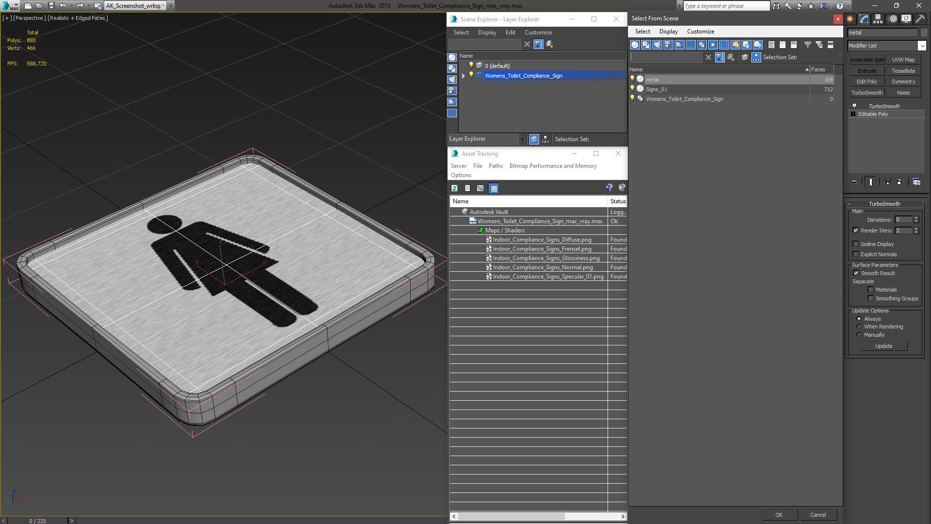 3D Model Womens Toilet Compliance Sign - TurboSquid 2041627
