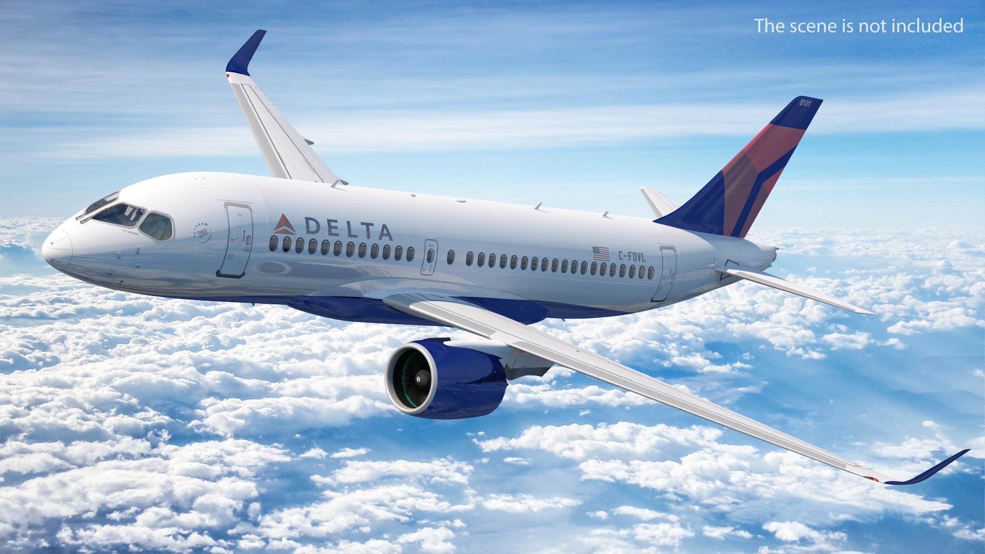3D airbus a220 100 delta model - TurboSquid 1606747