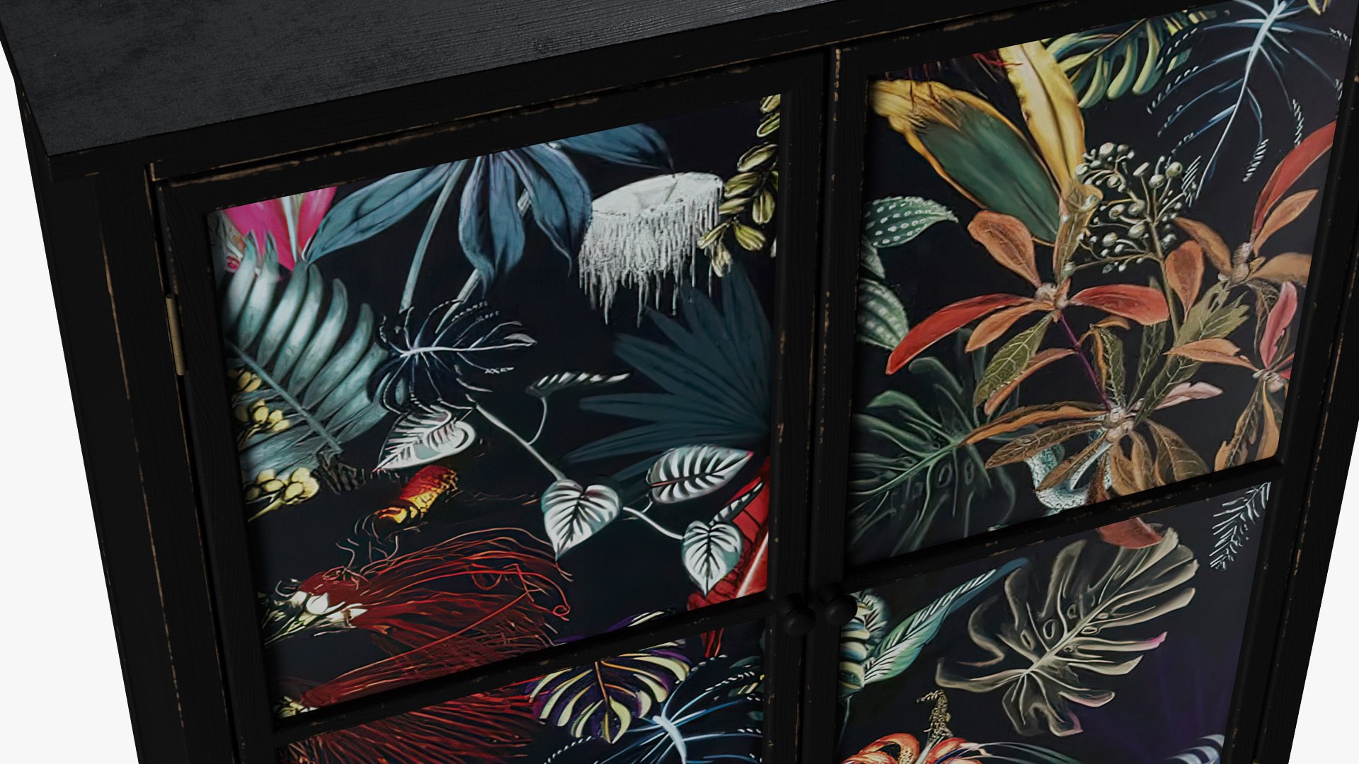 Black Wooden Storage With Painted Foliage Motif 3D Model - TurboSquid ...