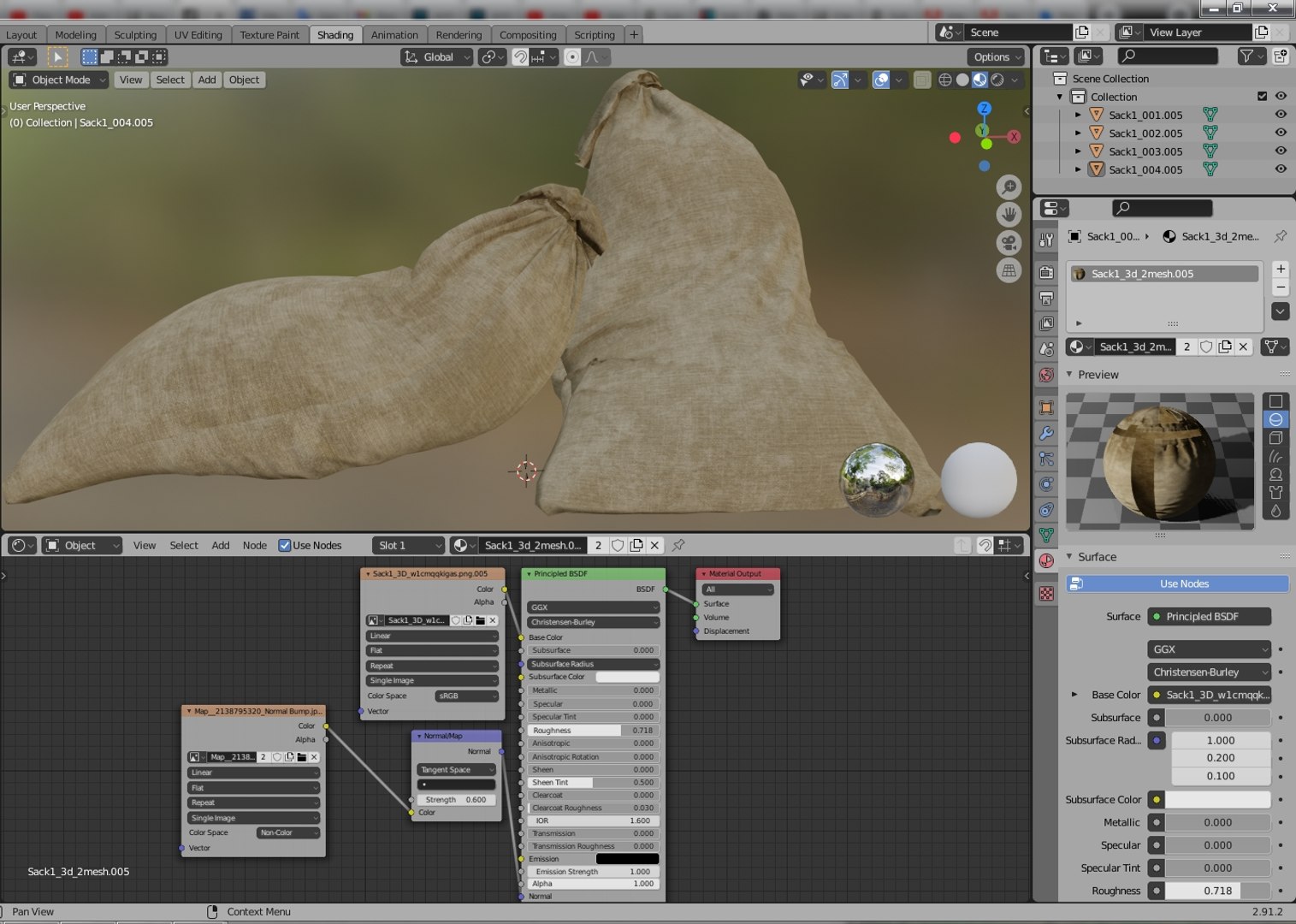 3D Fabric Sack Realistic Low Poly Model - TurboSquid 1819871