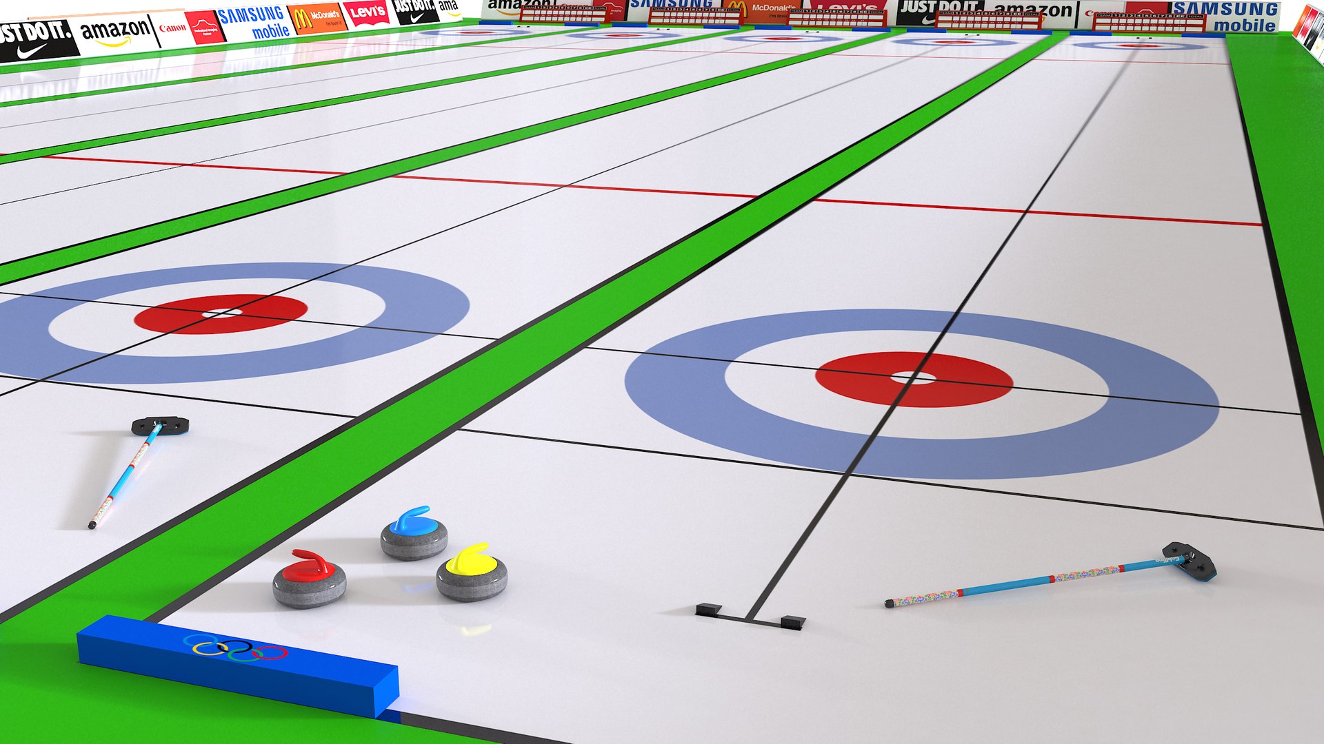 3D Model Curling Rink - Green - TurboSquid 1910070