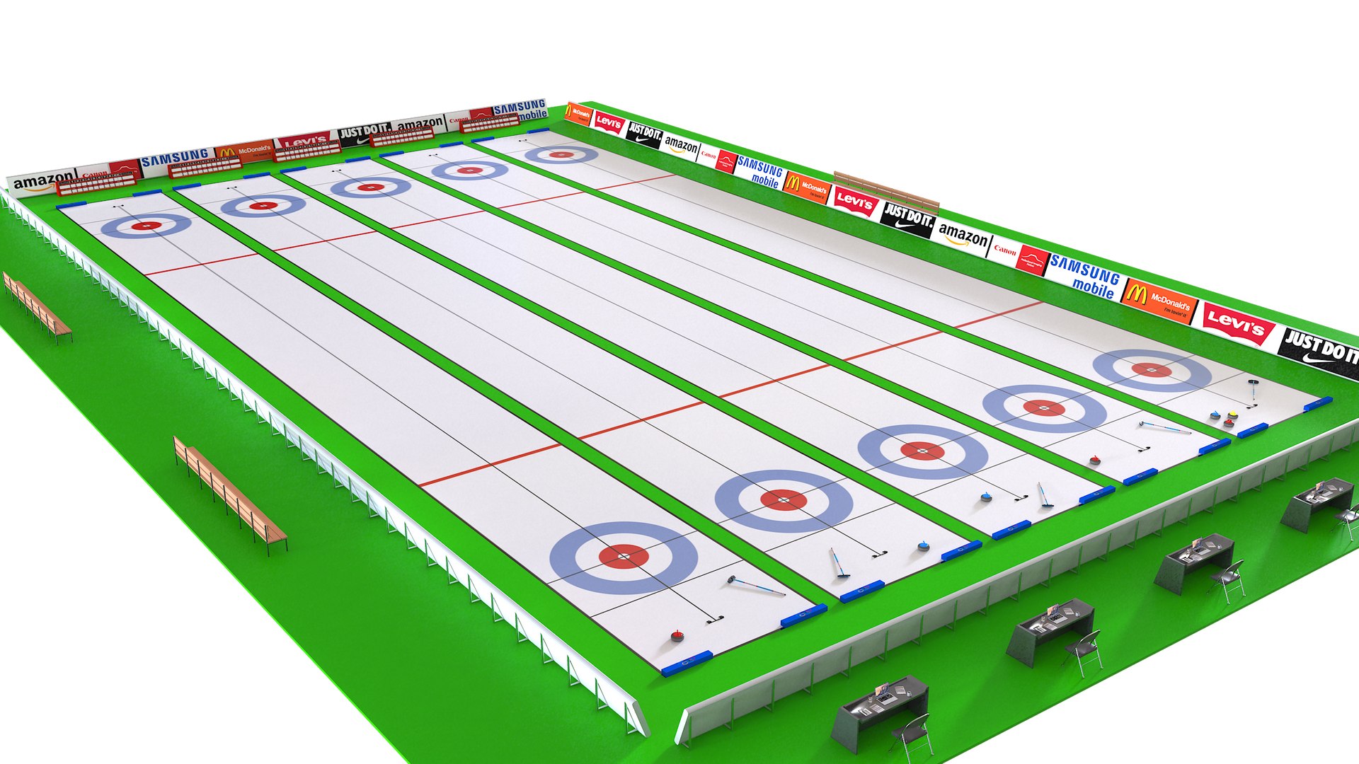 3D Model Curling Rink - Green - TurboSquid 1910070