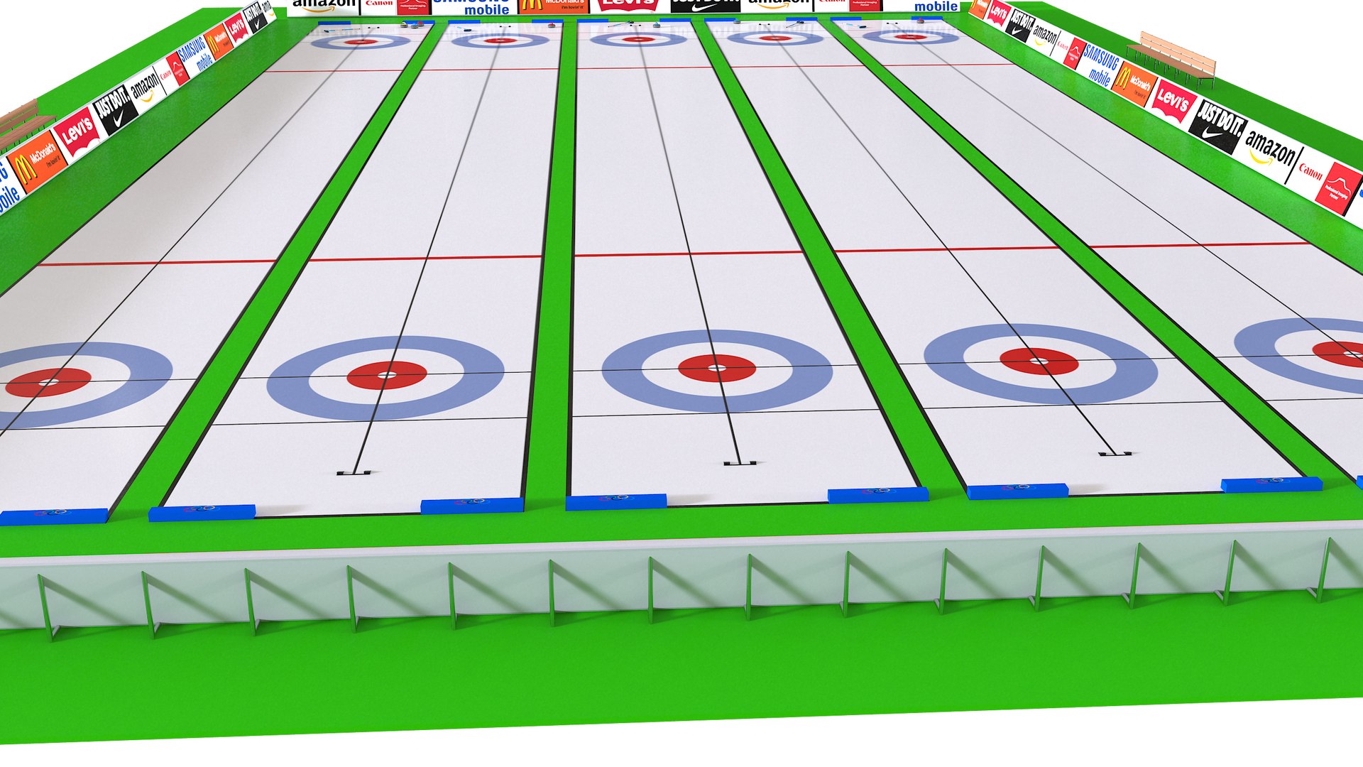 3D Model Curling Rink - Green - TurboSquid 1910070