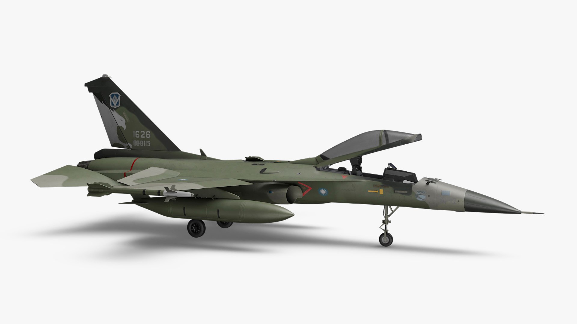 AIDC F-CK-1 Ching-Kuo Fighter Jet Green Rigged For Maya 3D Model ...