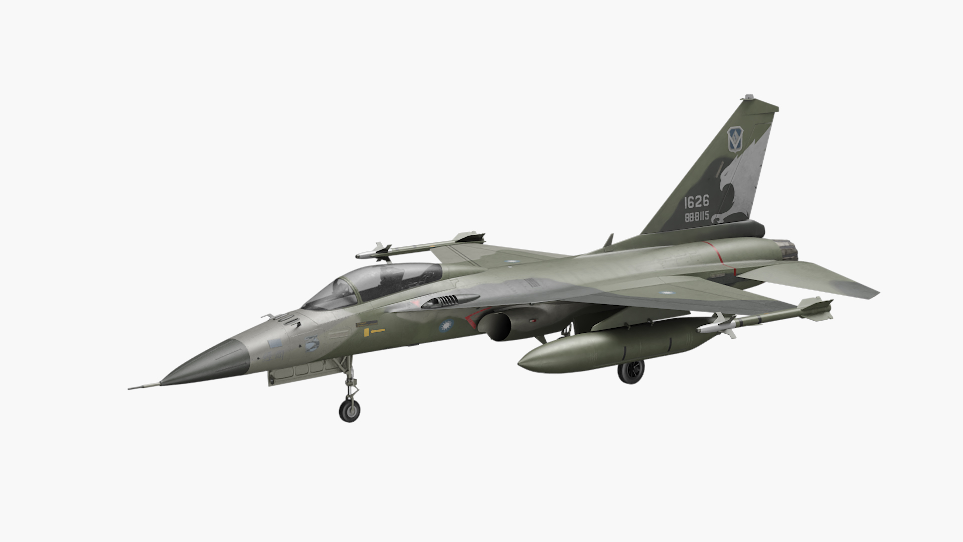 AIDC F-CK-1 Ching-Kuo Fighter Jet Green Rigged For Maya 3D Model ...