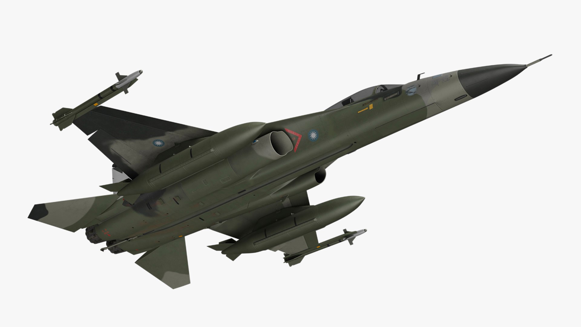 AIDC F-CK-1 Ching-Kuo Fighter Jet Green Rigged For Maya 3D Model ...