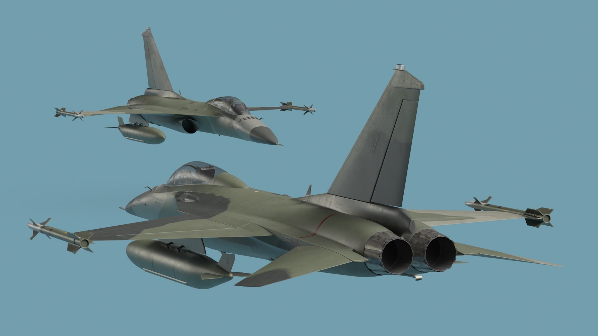 AIDC F-CK-1 Ching-Kuo Fighter Jet Green Rigged For Maya 3D Model ...