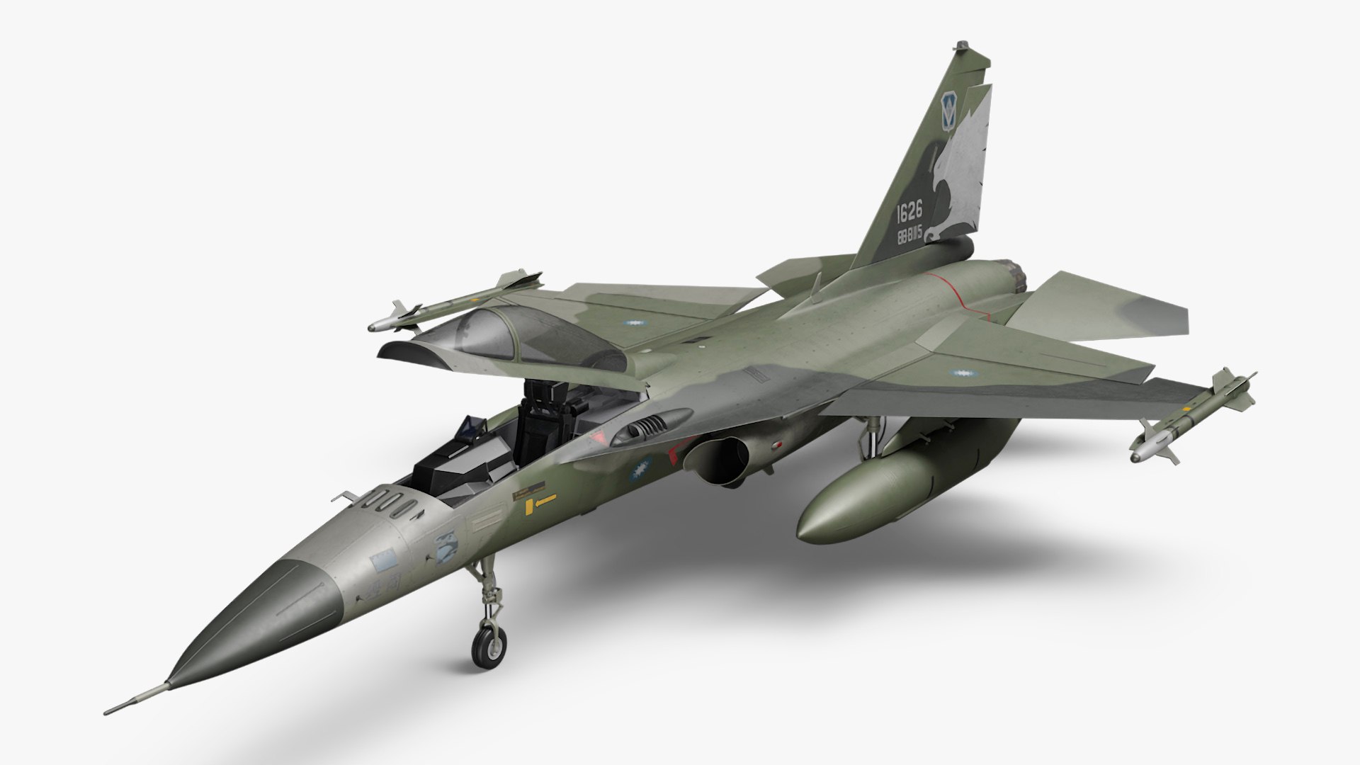 AIDC F-CK-1 Ching-Kuo Fighter Jet Green Rigged For Maya 3D Model ...