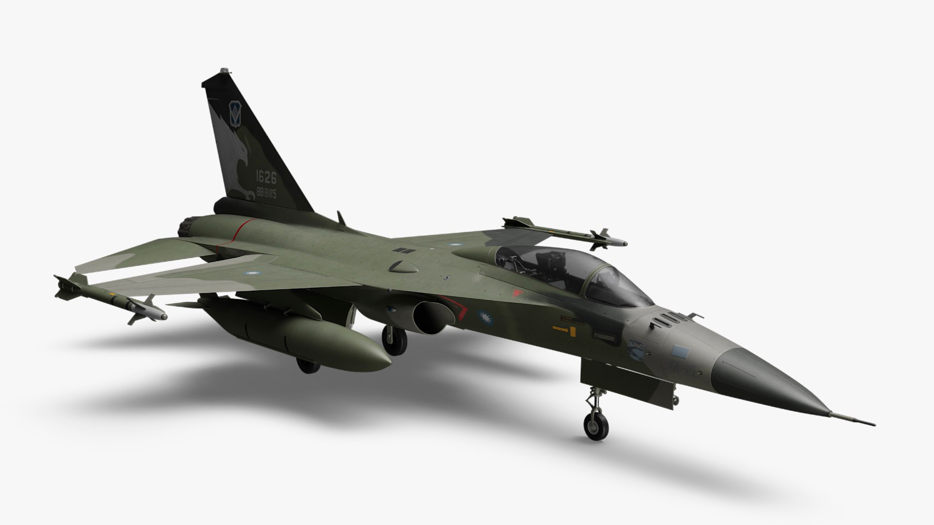 AIDC F-CK-1 Ching-Kuo Fighter Jet Green Rigged For Maya 3D Model ...