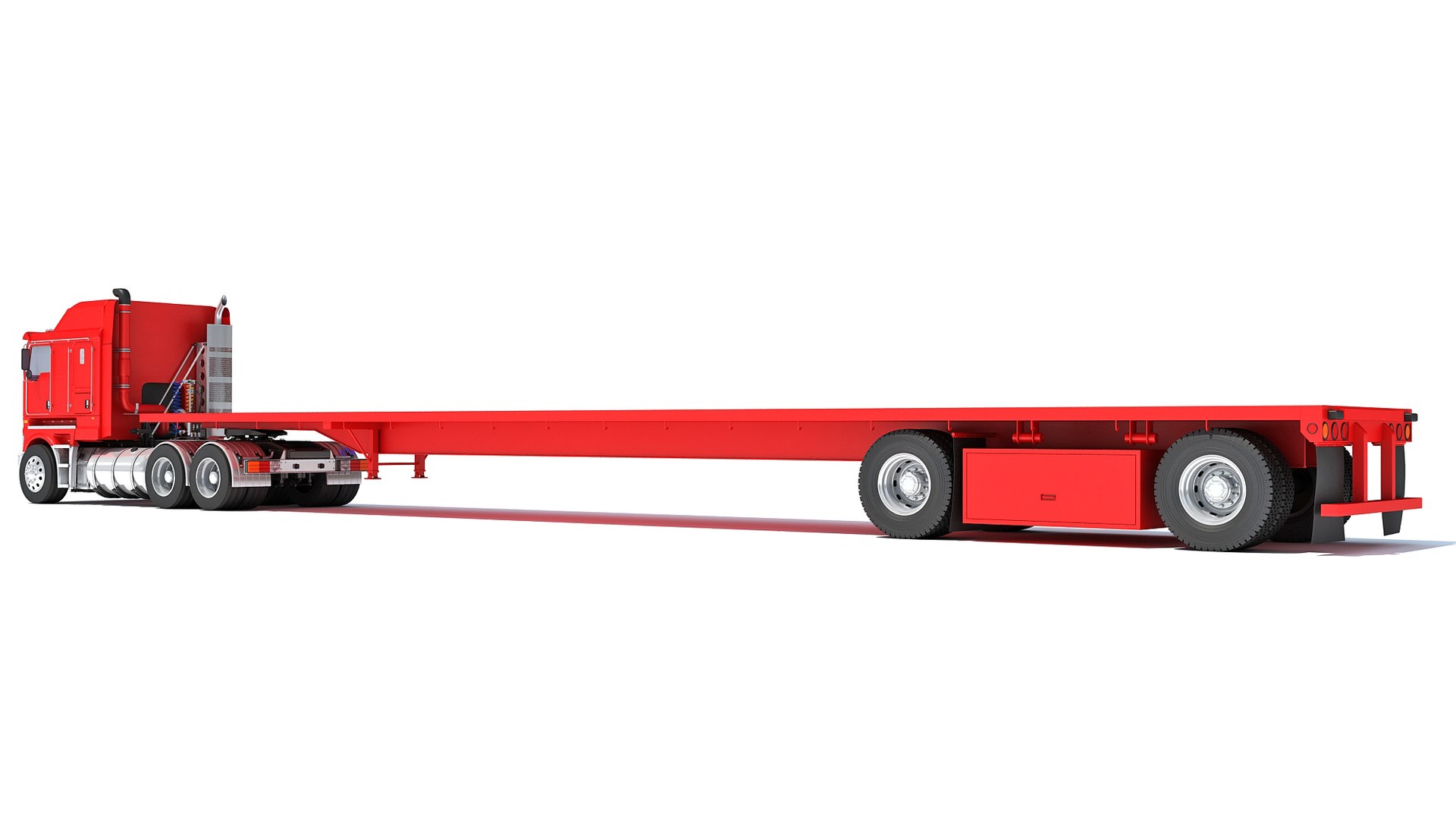 3D Truck With Flatbed Trailer Model - TurboSquid 2159870