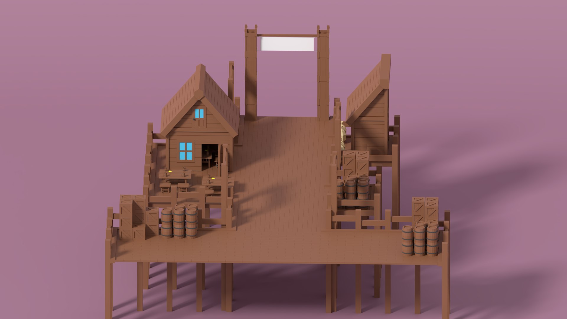 3D Cartoon Medieval Port And Props - TurboSquid 2012867