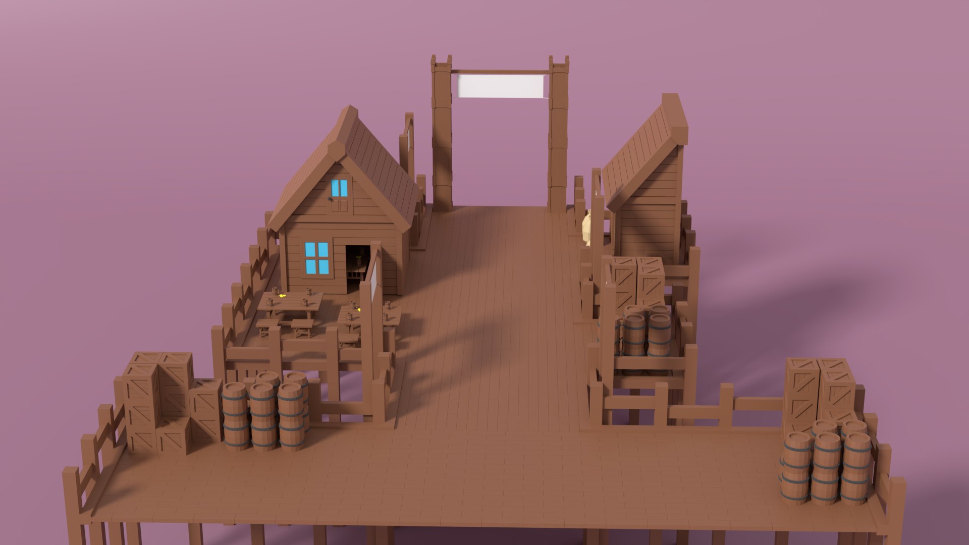 3D Cartoon Medieval Port And Props - TurboSquid 2012867
