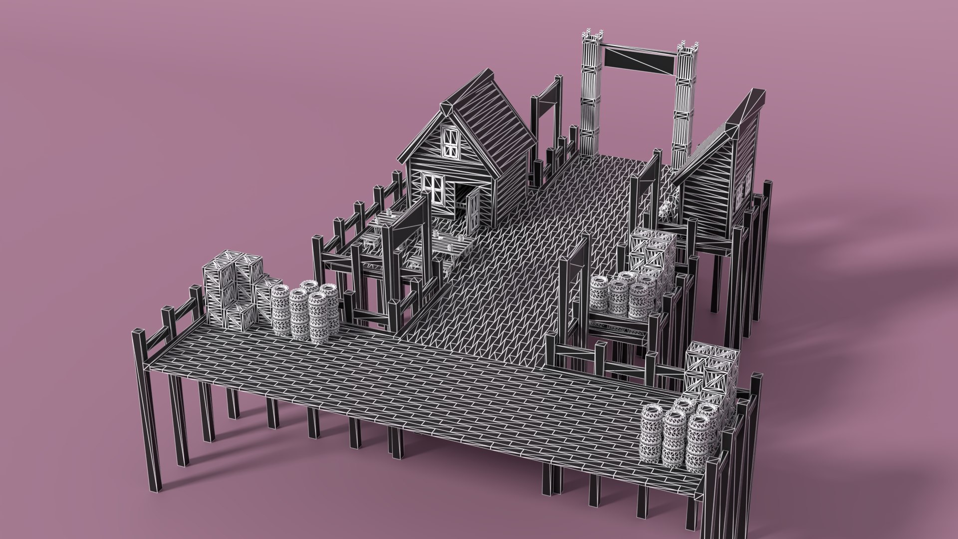 3D Cartoon Medieval Port And Props - TurboSquid 2012867