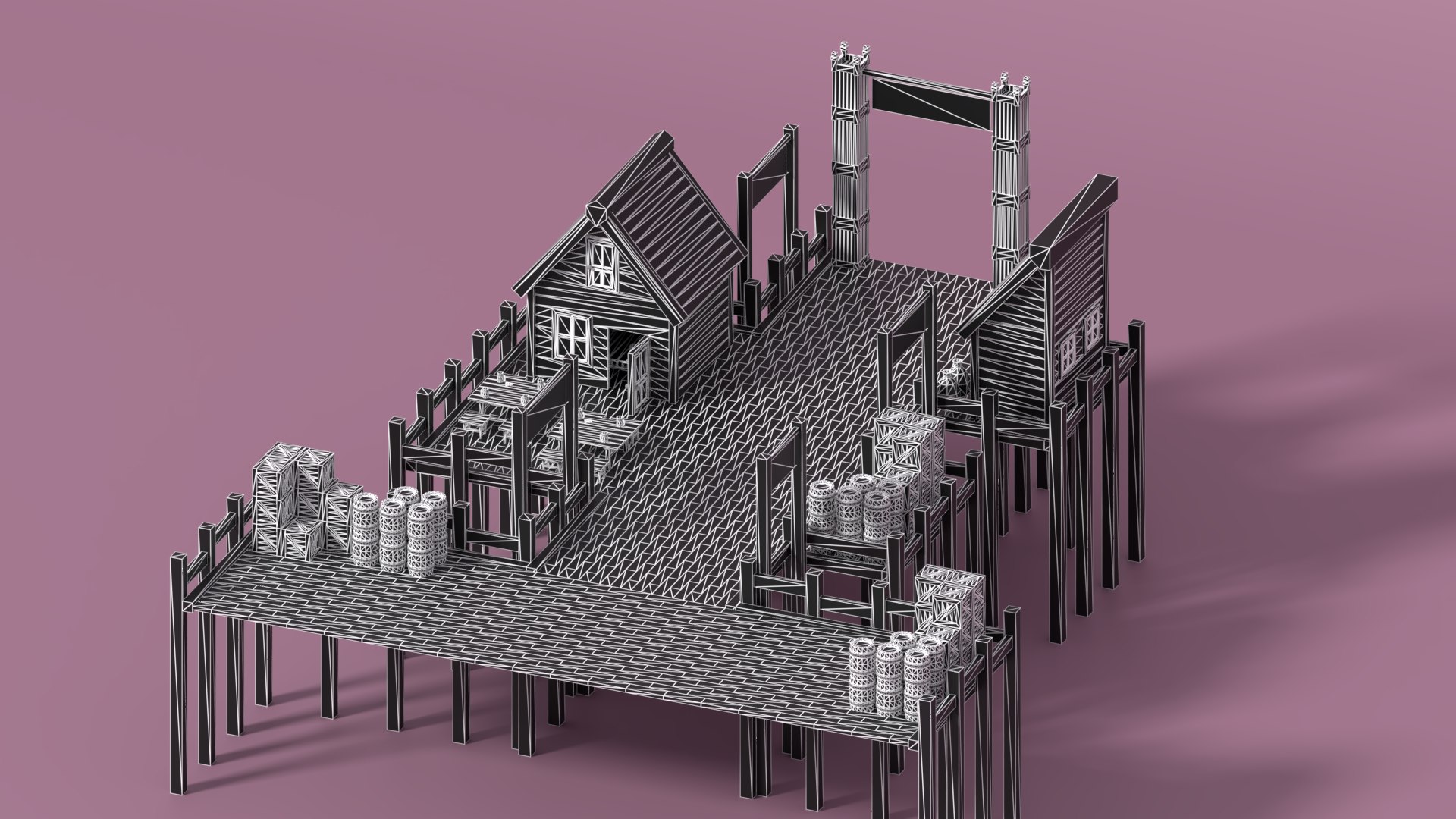 3D Cartoon Medieval Port And Props - TurboSquid 2012867