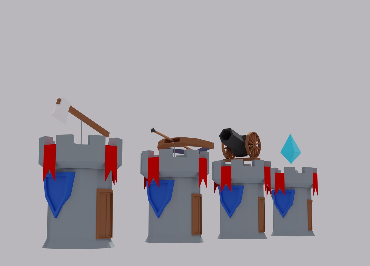 Cartoon Simple Tower Defense 3D - TurboSquid 1556698