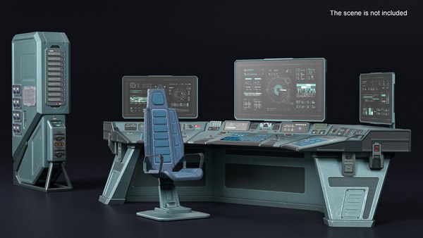 modelo 3d Consola de control de ciencia ficción, escritorio de mando ...