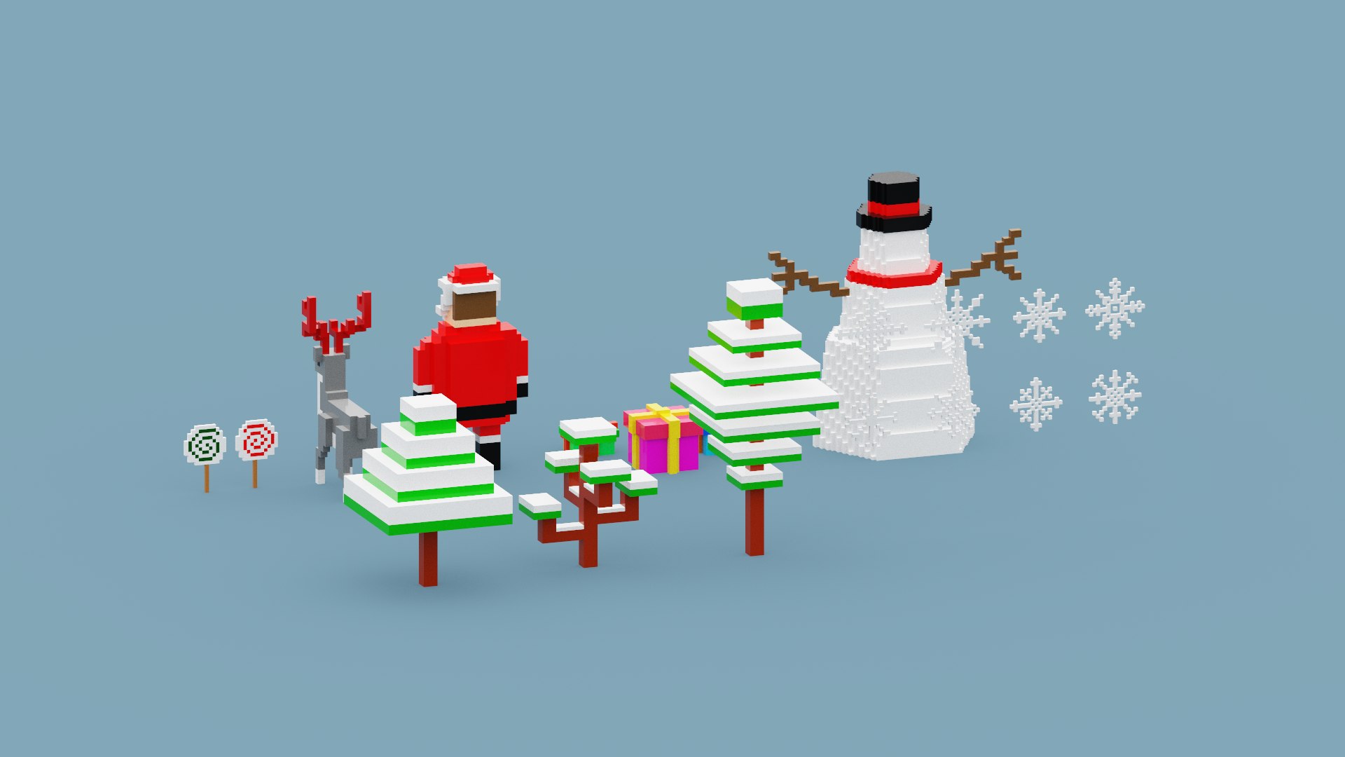 Voxel Christmas Collection Low-poly 3D Model 3D Model - TurboSquid 1987524