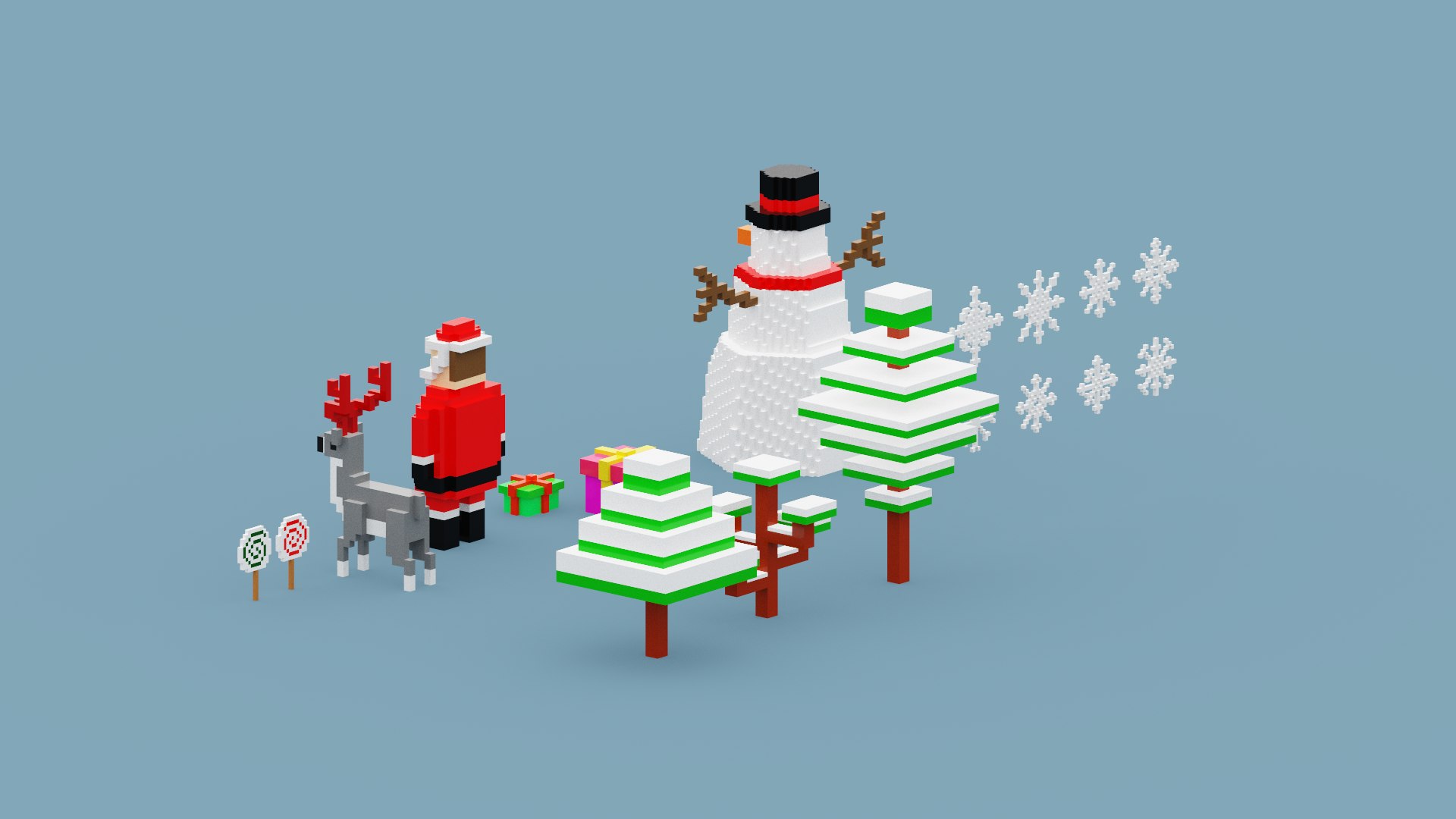 Voxel Christmas Collection Low-poly 3D Model 3D Model - TurboSquid 1987524