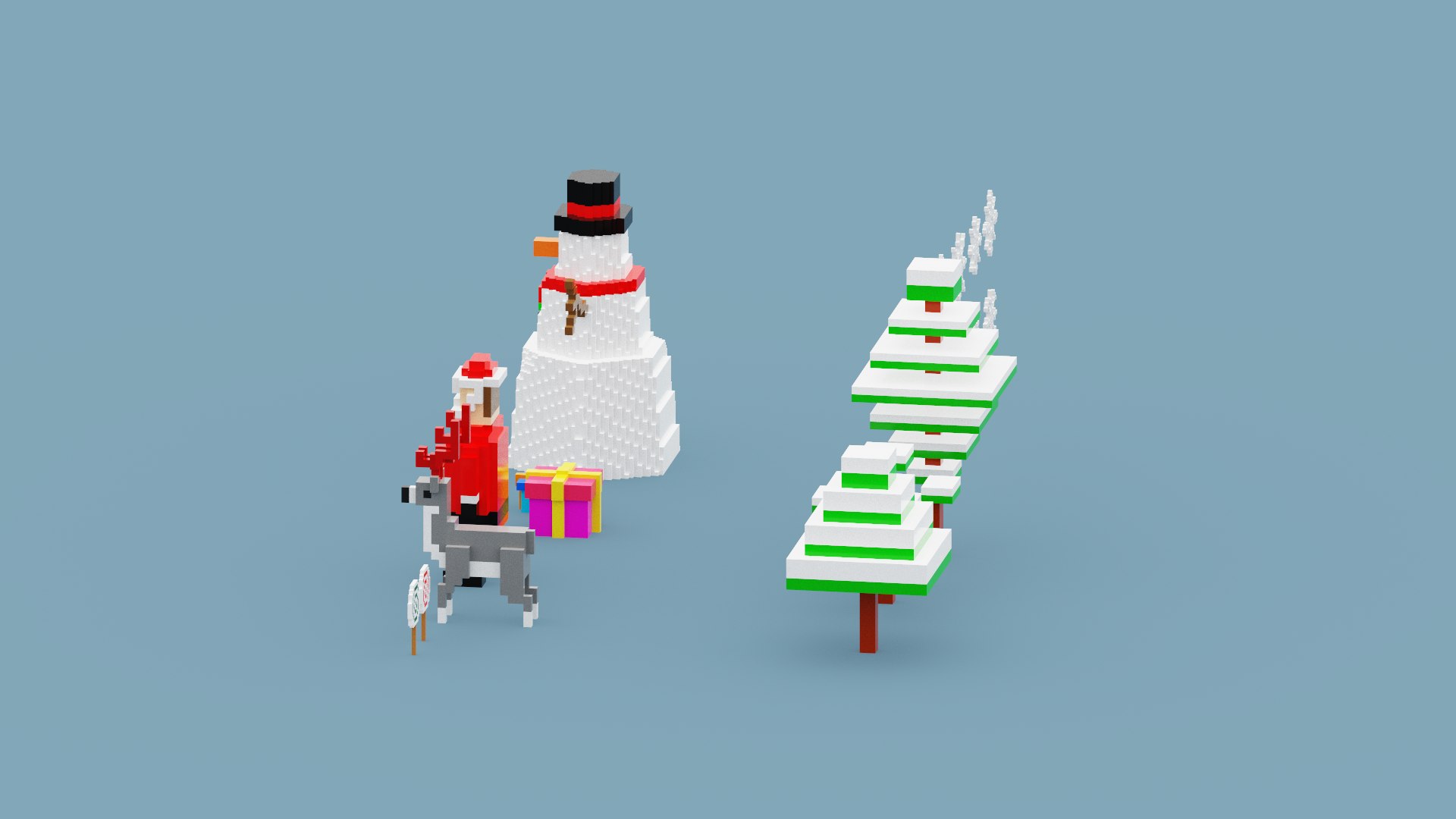 Voxel Christmas Collection Low-poly 3D Model 3D Model - TurboSquid 1987524