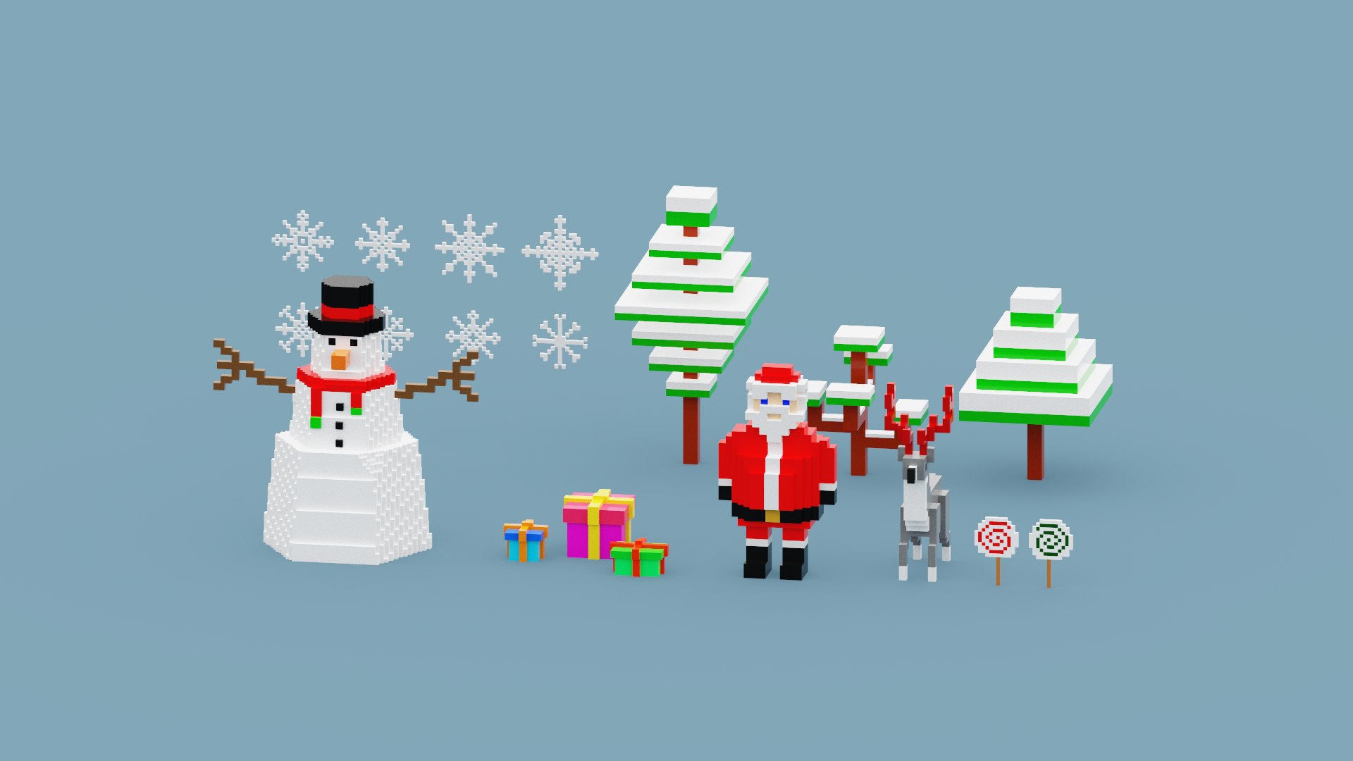 Voxel Christmas Collection Low-poly 3D Model 3D Model - TurboSquid 1987524